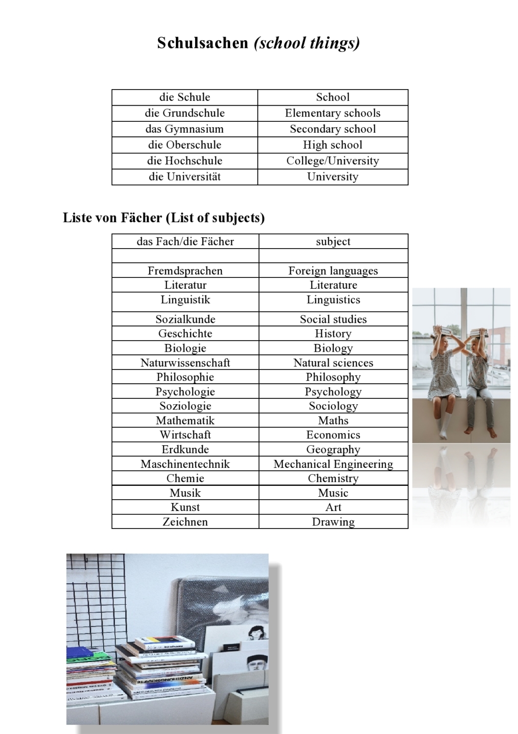 Schulsachen (school things) - German Learning