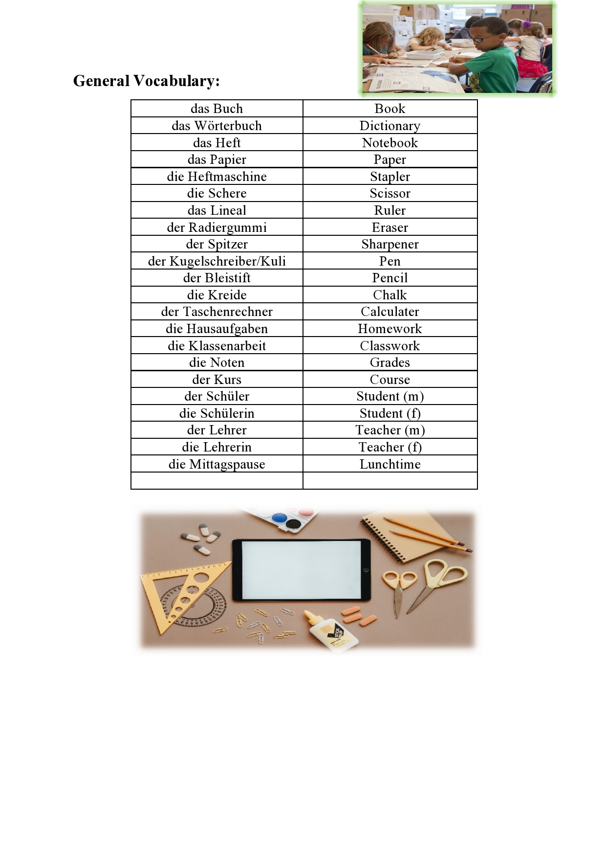 Schulsachen (school things) - German Learning